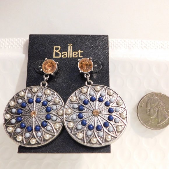 BALLET | Jewelry | Ballet Ladies Earrings Drop Dangle Blue Silver Tones ...